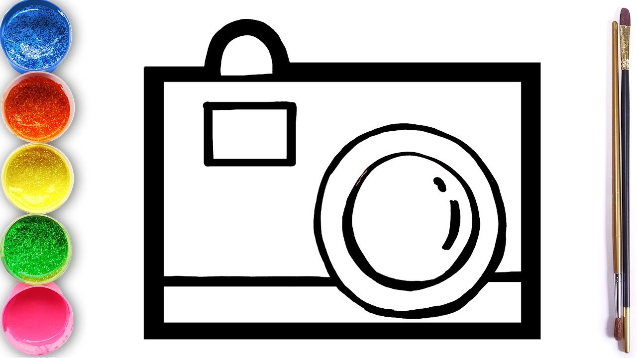 How to draw camera, Glitter coloring camera | Cara menggambar kamera ...