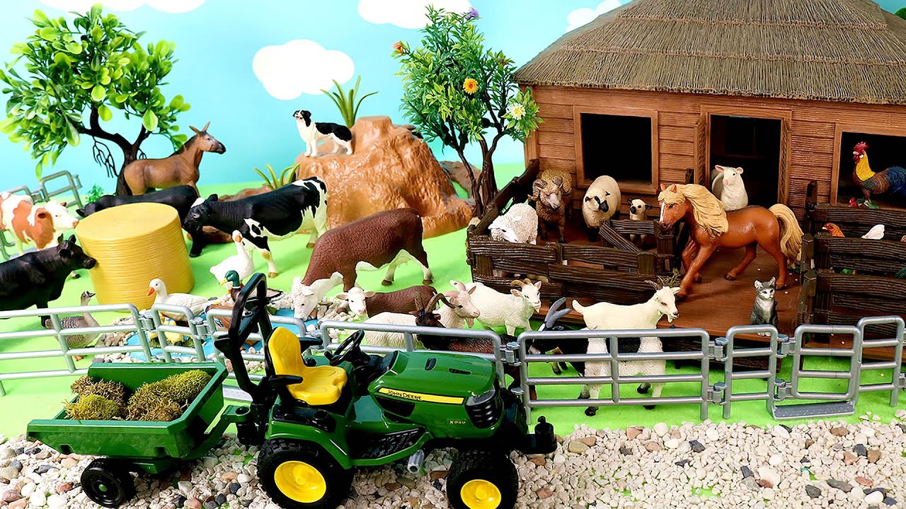 Let's Make a Farm Barn for Animal Figurines - Cows Goats Chickens - YouTube