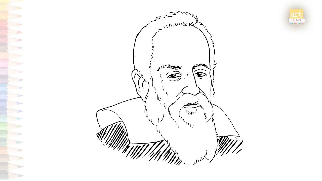 Galileo Galilei drawing easy | Art tutorial | How to draw Galileo step ...