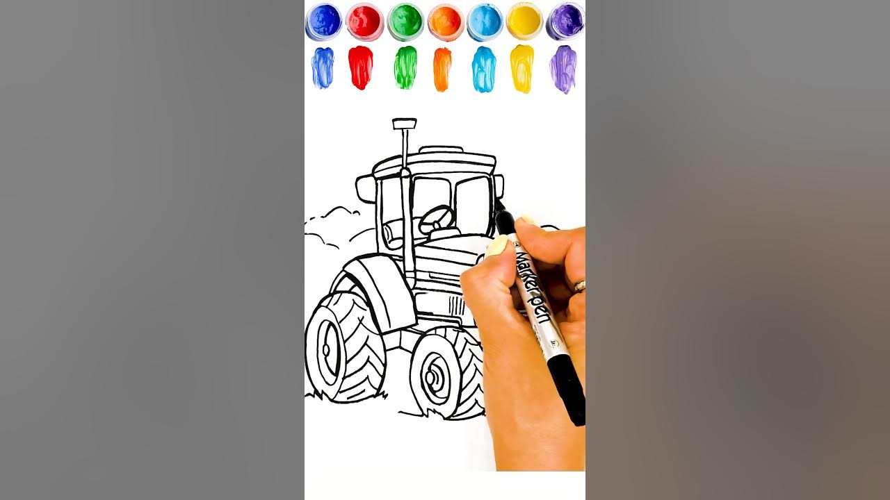 🚜How to Draw TRACTOR for kids : TRACTOR Drawing Tutorial art🚜#tractors ...