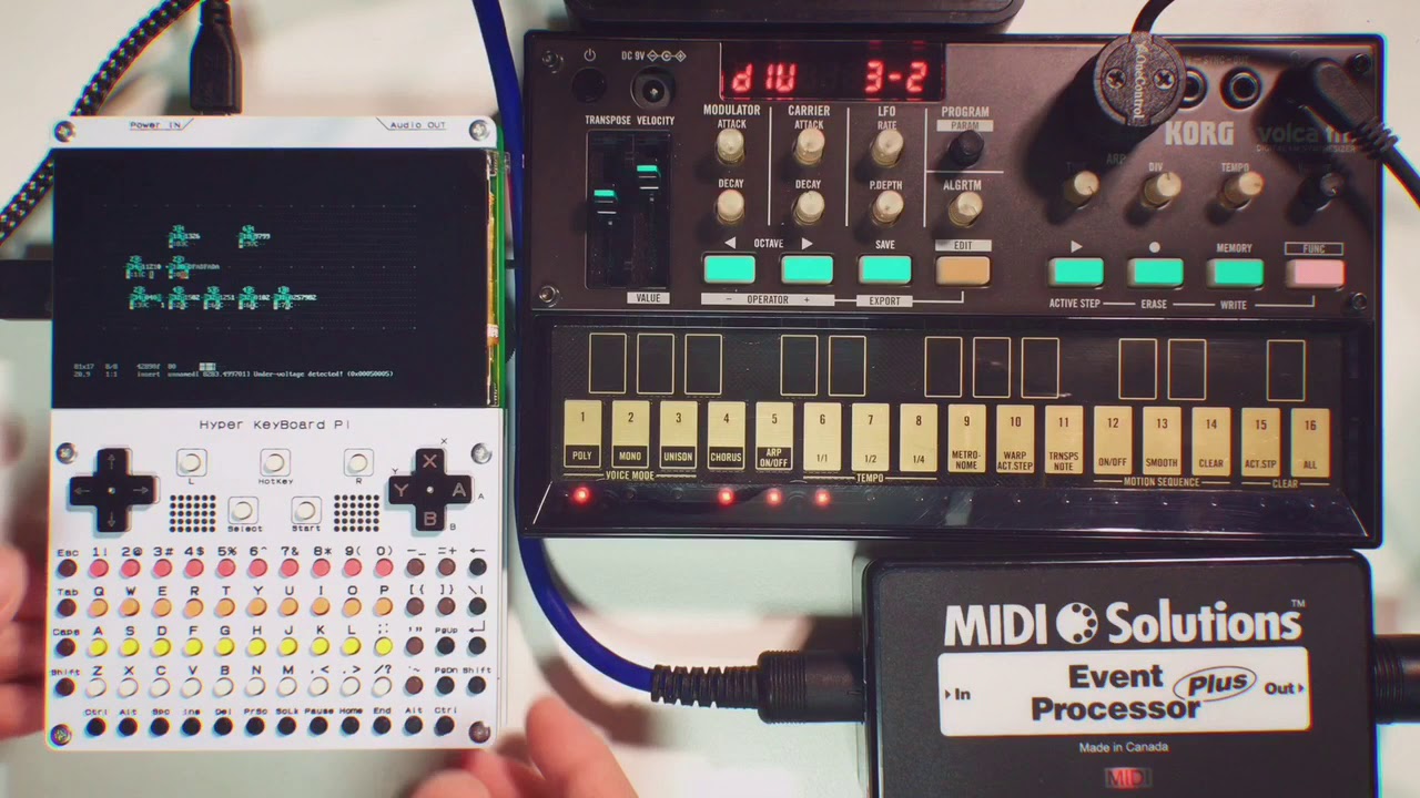 Orca-c on hyper keyboard pi + volca fm - YouTube