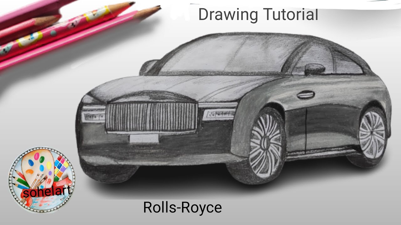 How to draw ROLLS ROYCE PHANTOM (very easy drawing step by step ...