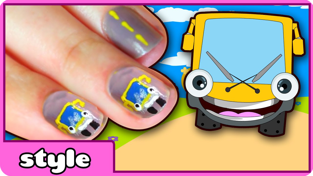 DIY Easy Nail Art | Wheels on the Bus Nail Art | Easy Nail Art Designs ...