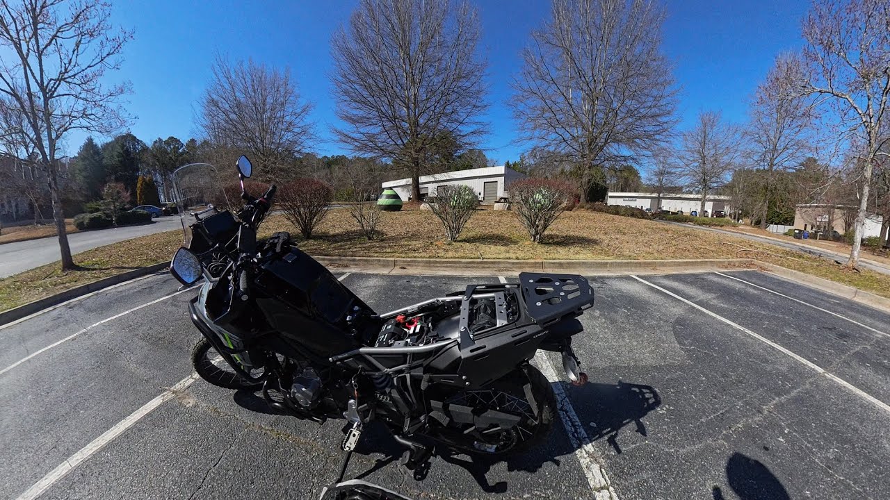 Close up views of the CFMOTO Ibex 450 (450MT) aluminum pannier rack for ...