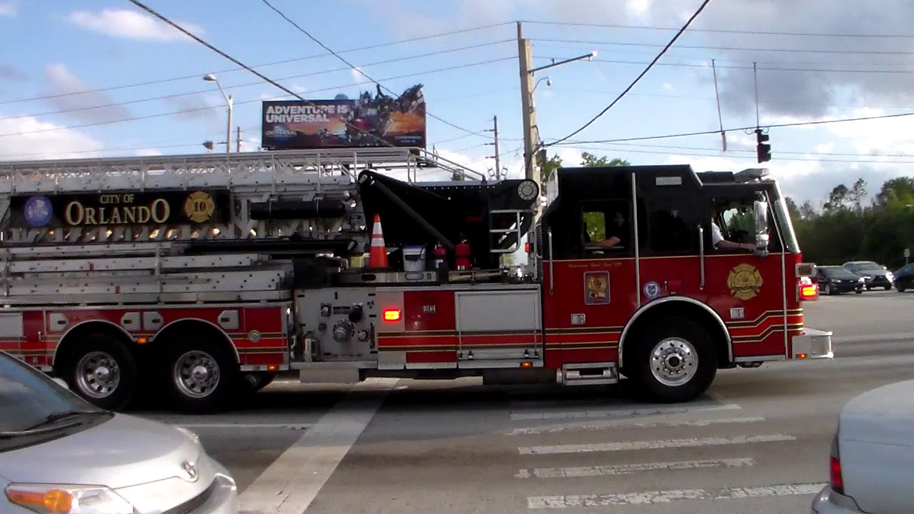Orlando Fire Department NEW Tower 10 and Rescue 10 Spare Responding ...