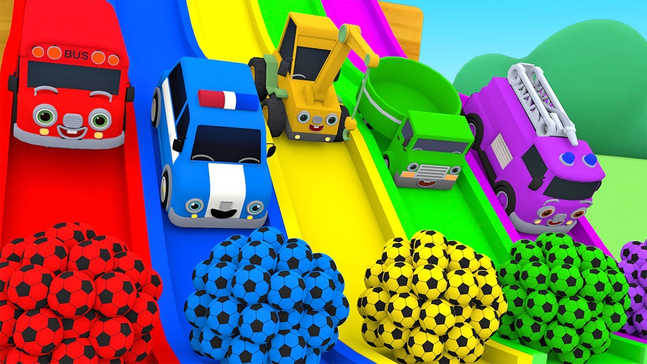Wheels On the Bus - Baby Shark - Colorful wheels and soccer balls ...