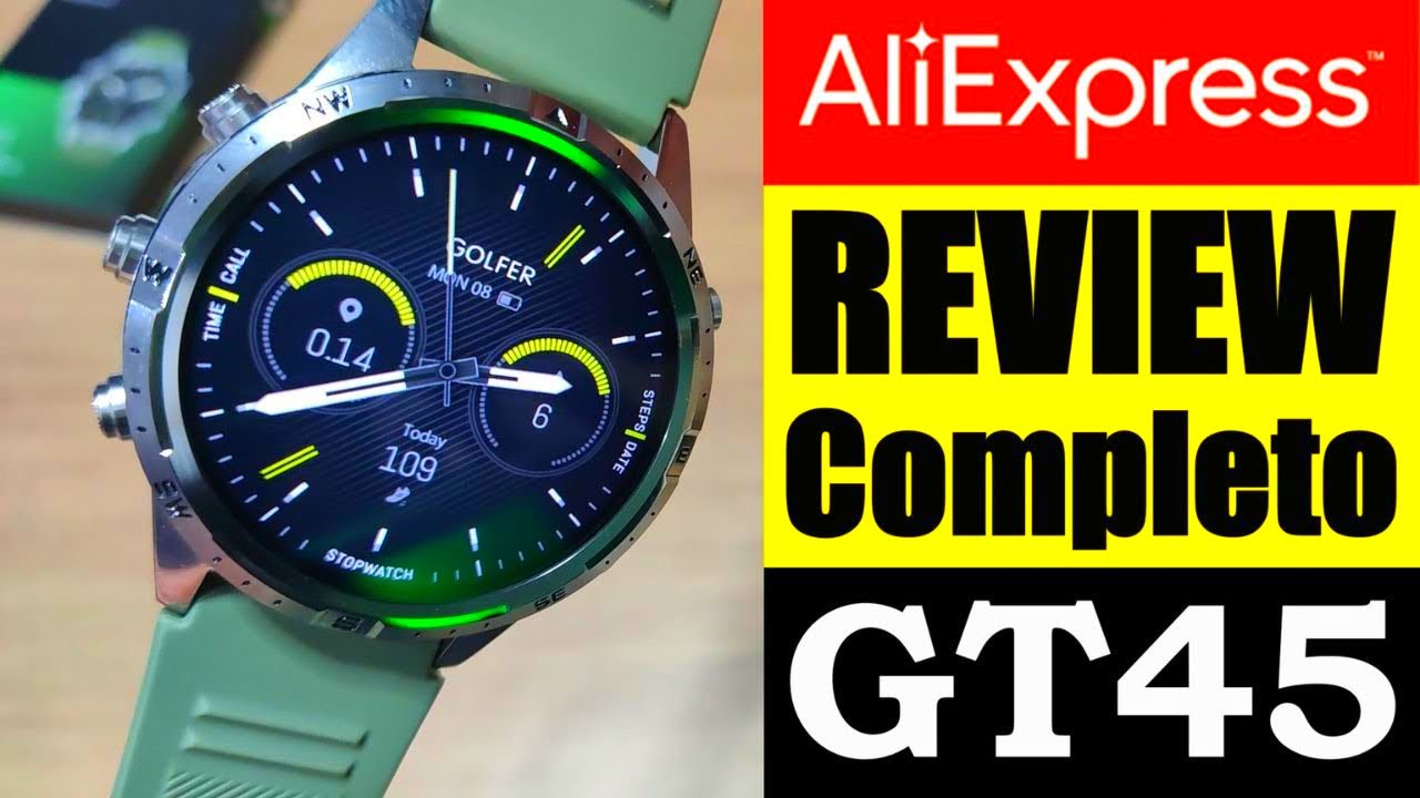 REVIEW BR SMARTWATCH GT45 DO ALIEXPRESS! TOP E BARATO COM BÚSSOLA REAL ...