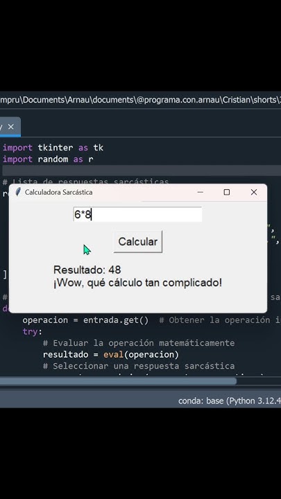¡Crea una Calculadora Sarcástica en Python que te Responderá con Actitud! 😏🧮🐍 #python # ...