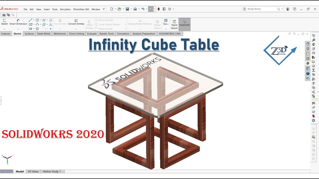 How to Model Infinity Cube Table in Solidworks | Solidworks Advance ...