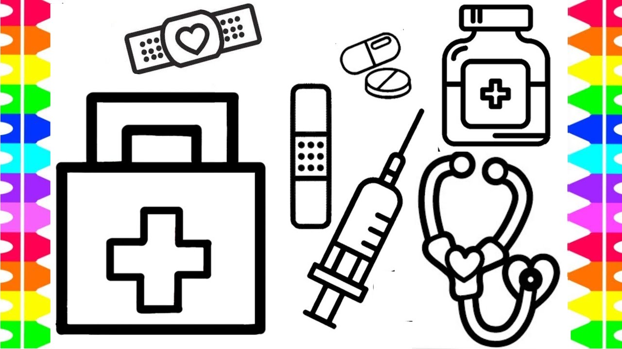 Doctor set Picture Drawing, Painting and coloring for kids, Toddlers ...
