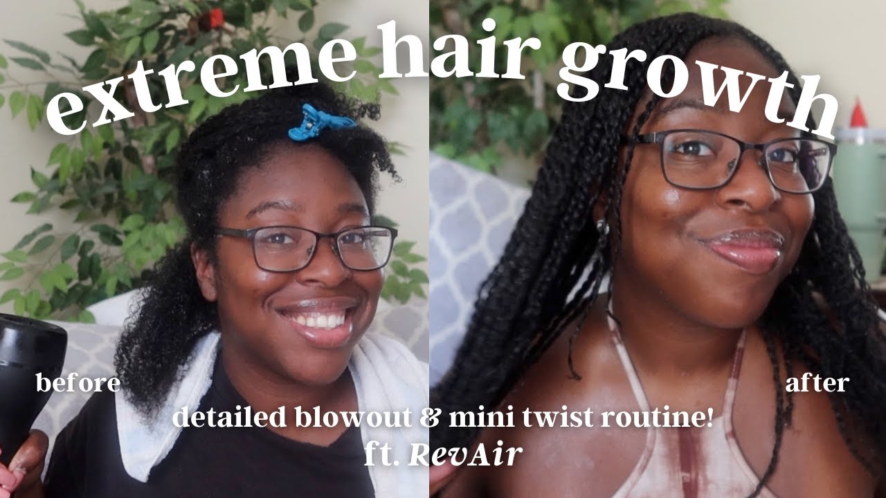 the BEST LENGTH RETENTION blowout and mini twist routine ft. @revair ...