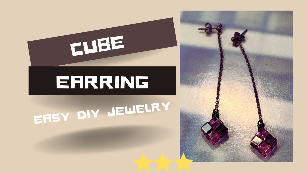 Easy DIY Jewelry: Cube Crystal Earring / Chess Board Earring / Dangle Earring - YouTube