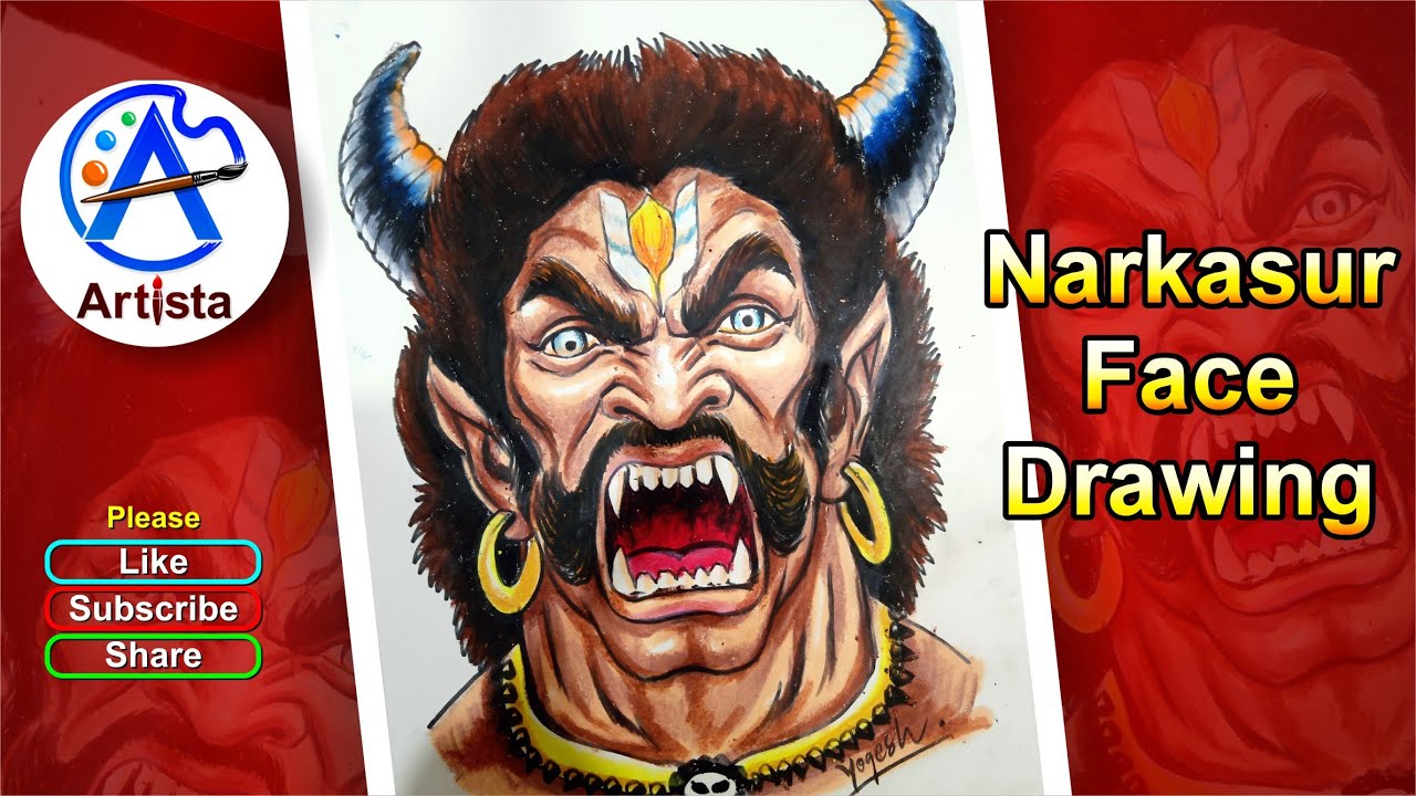 How to draw a Narkasur face. - YouTube