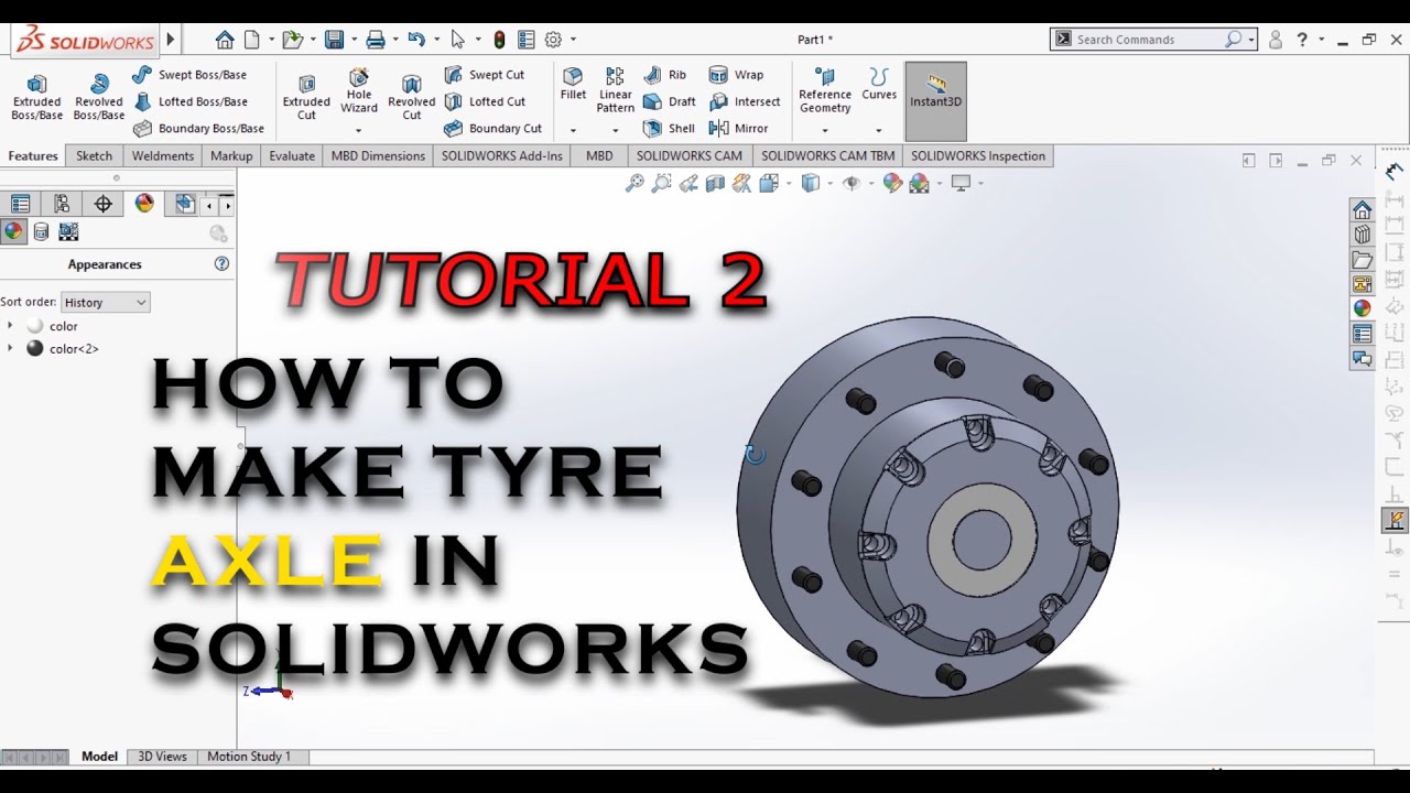How to make Tyre AXLE in Solidworks | Tutorial 2 | Easy Explanation ...