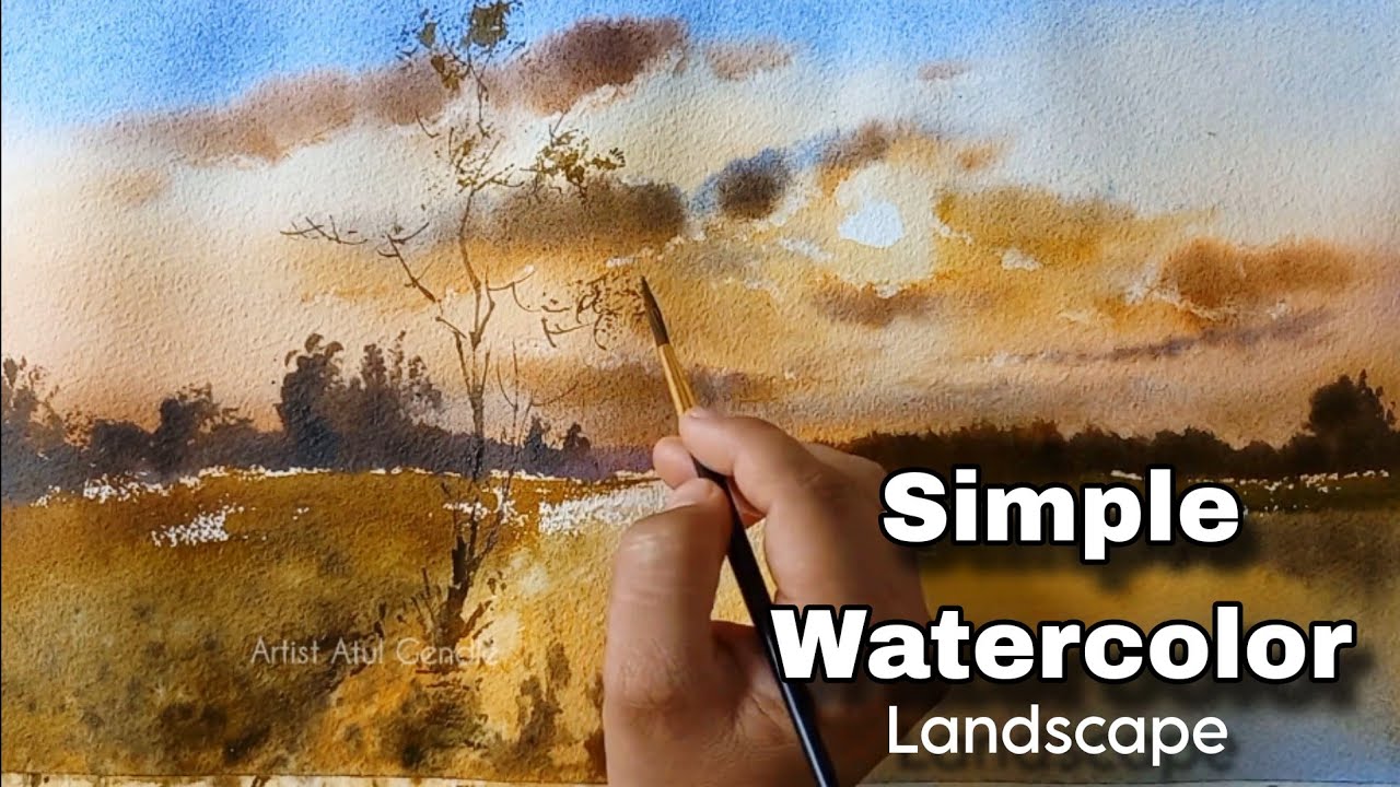 Nature Watercolor Landscape || Simple Watercolor Painting - YouTube