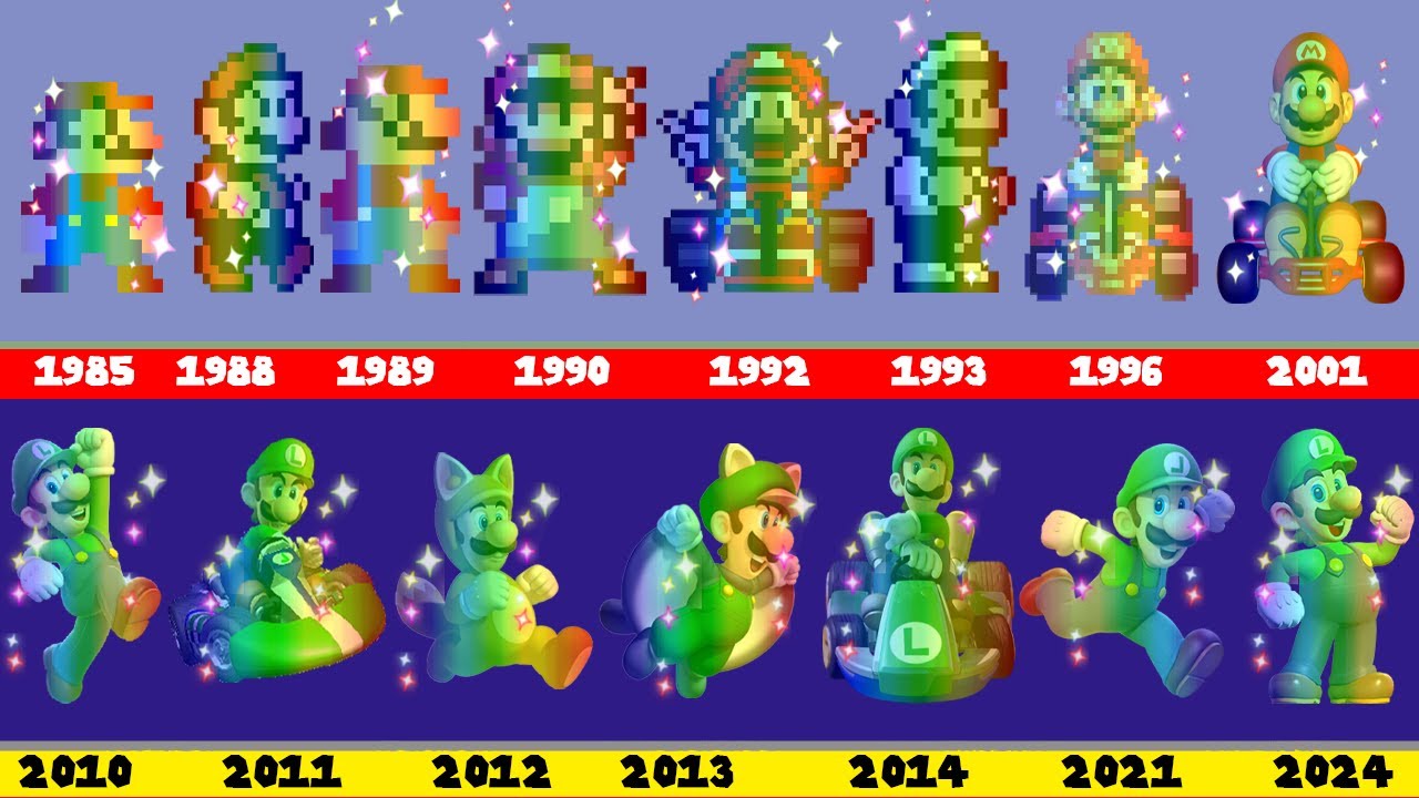 Evolution of Super Mario Luigi Super Stars in Super Mario Games And ...