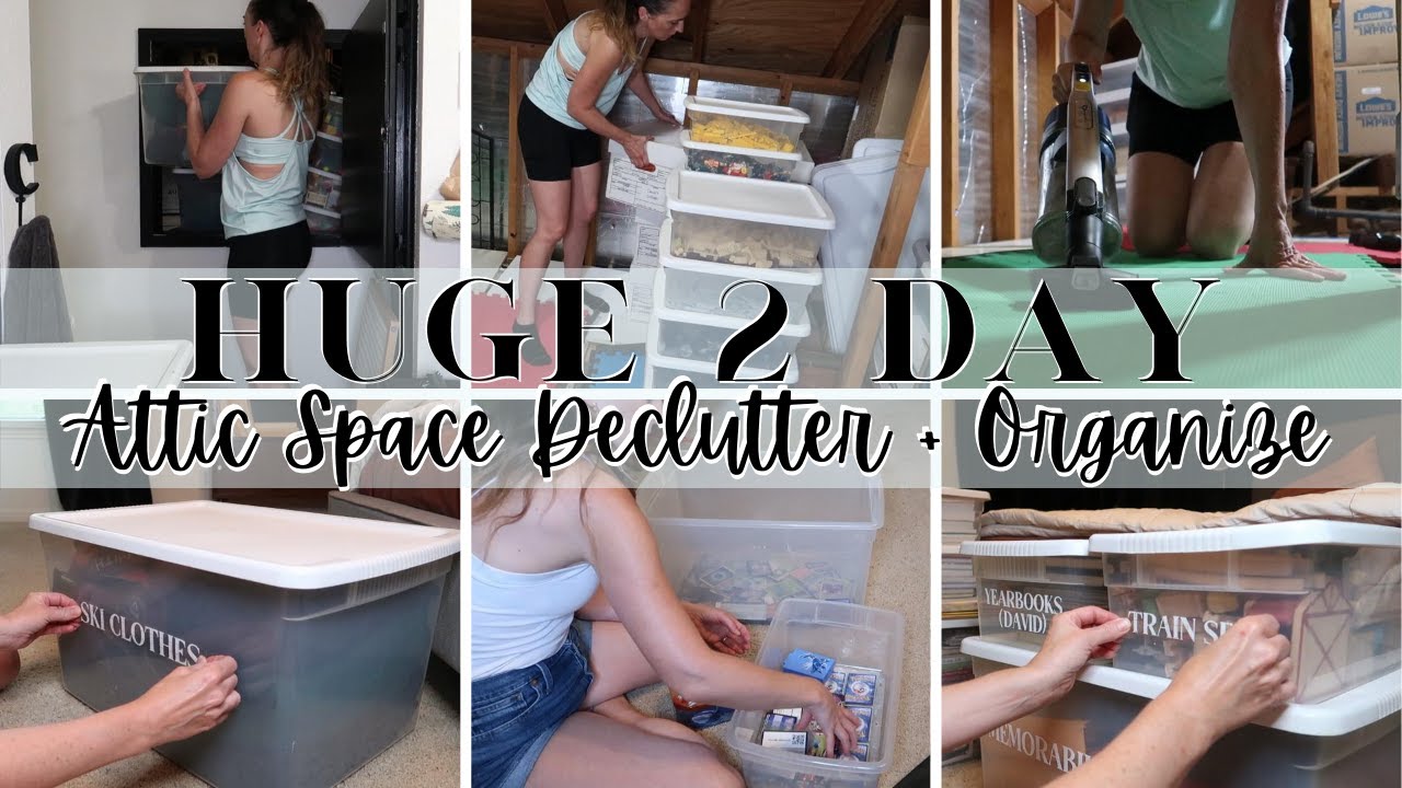 HUGE 2 DAY ATTIC DECLUTTER + ORGANIZE | CLEANING PLAYLIST COLLAB - YouTube