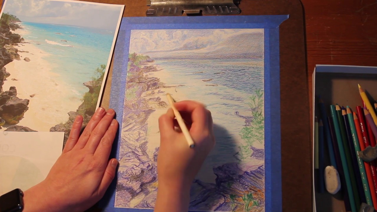 ROCKS & WATER Colored Pencil - YouTube