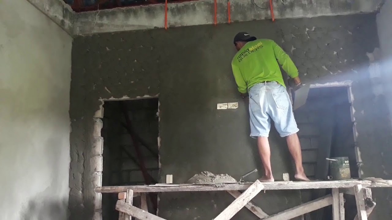 PALITADA OR PLASTERING FINISHING CONCRETE WALL||START TO FINISH - YouTube
