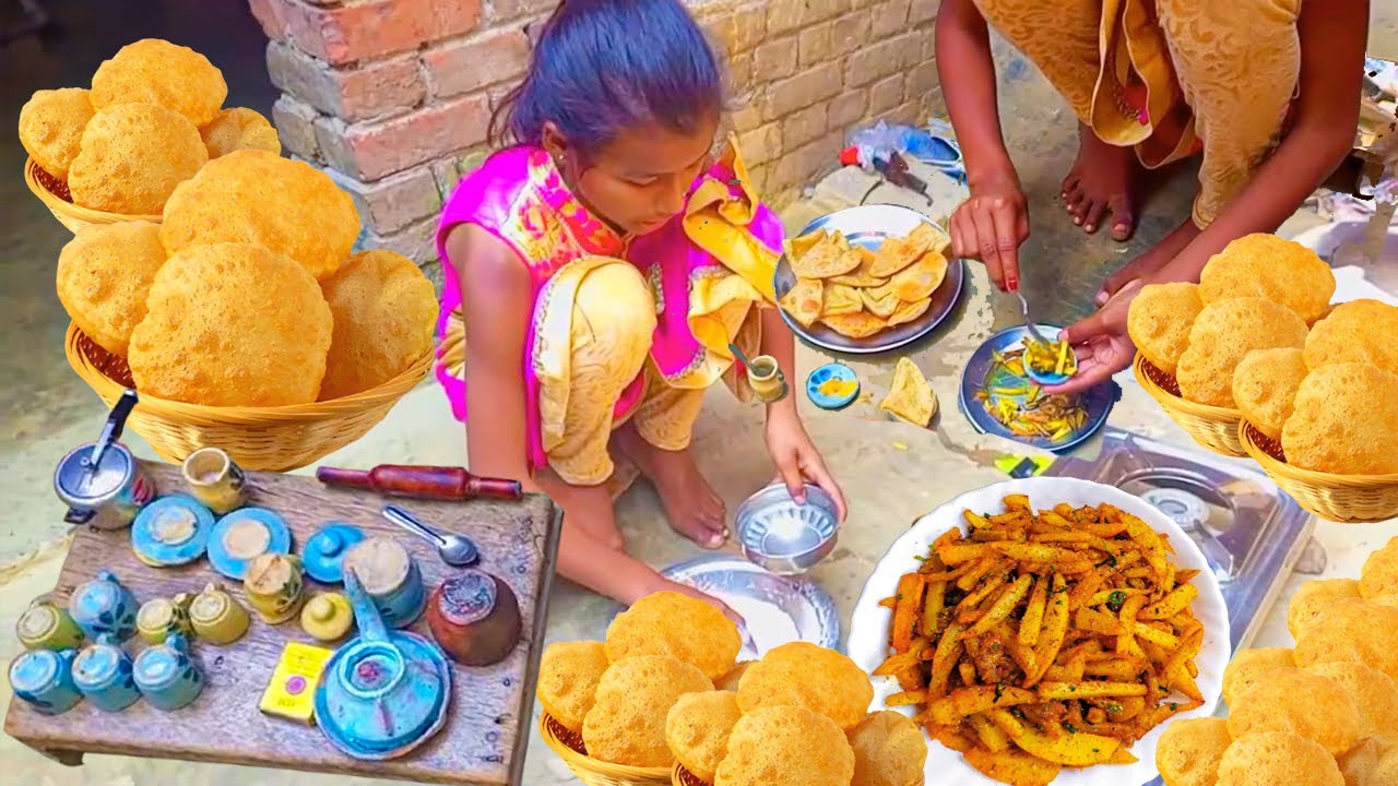 Puri Bhujiya Recipe | Aaloo Bhujiya With Kachori Recipe | Bihari Recipe ...