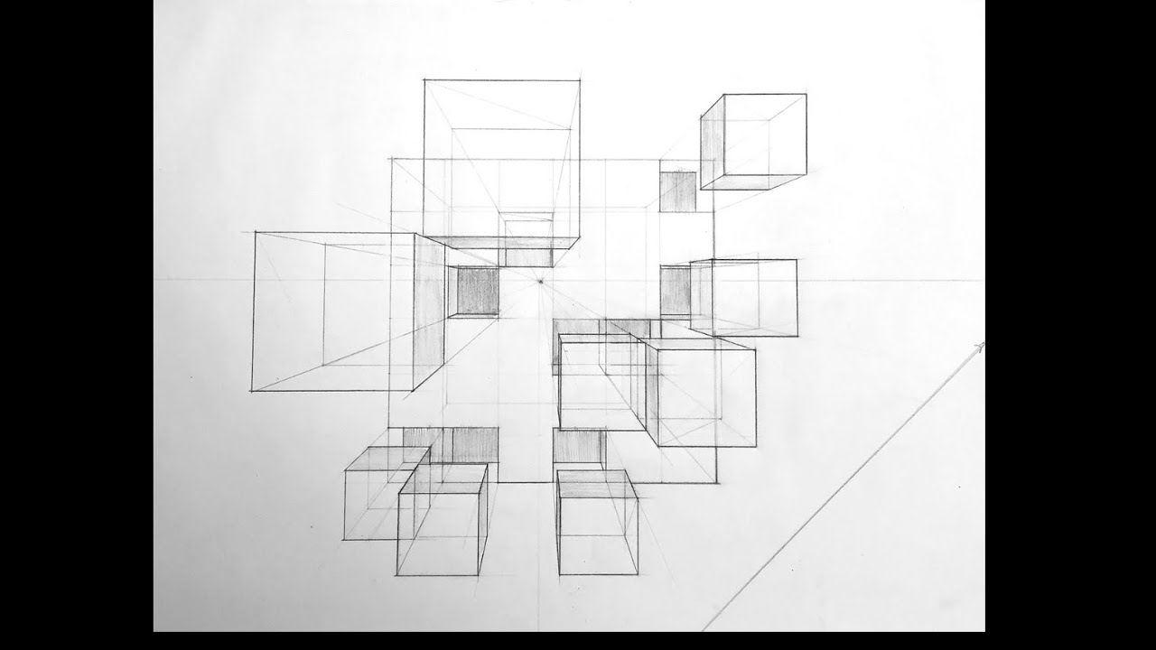 1-Point Exploding Cube Drawing - YouTube