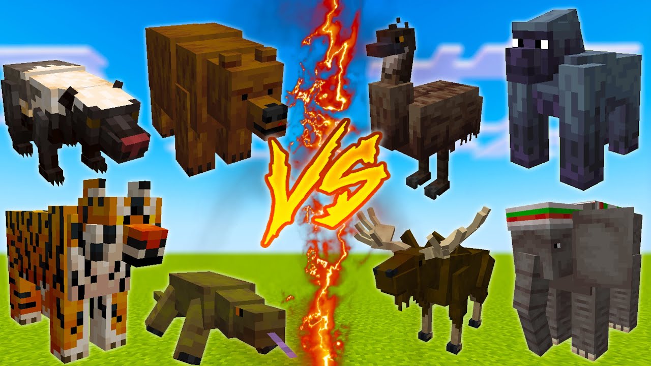 ALL ANIMALS - Who is KING of the JUNGLE?! Minecraft Mob Battle ...