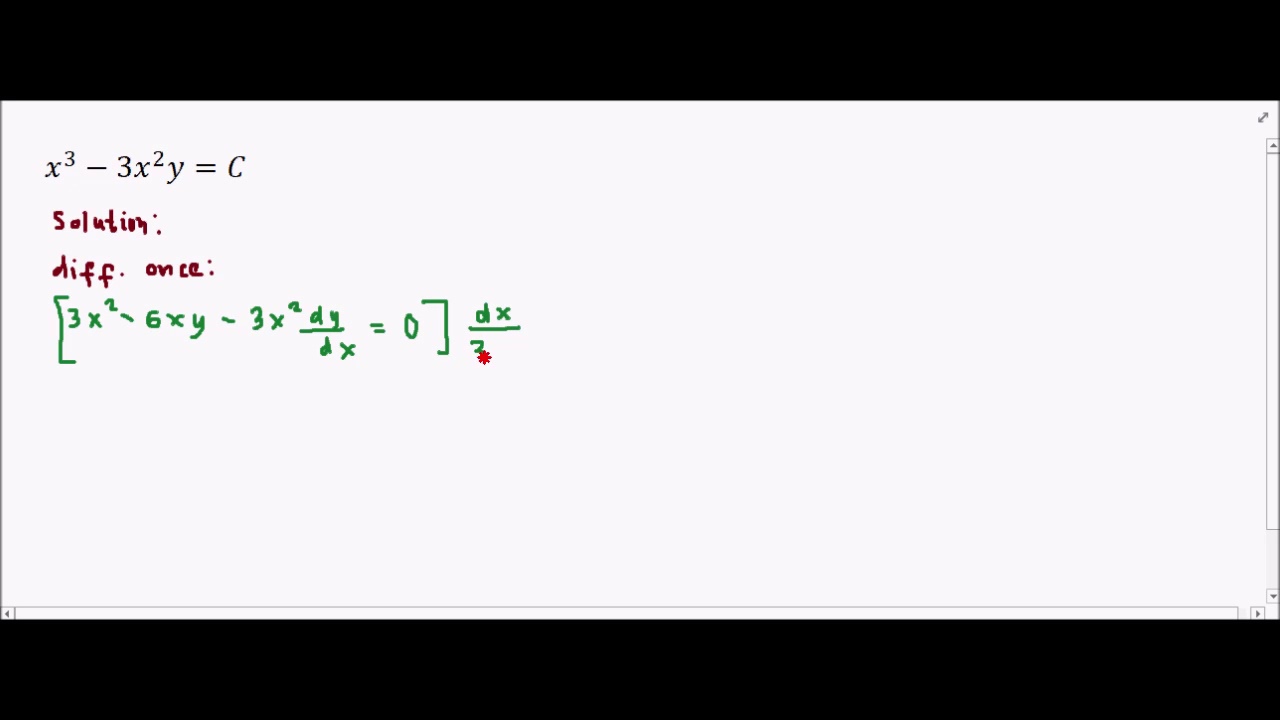 Elimination Of Arbitrary Constants Example 2 Youtube