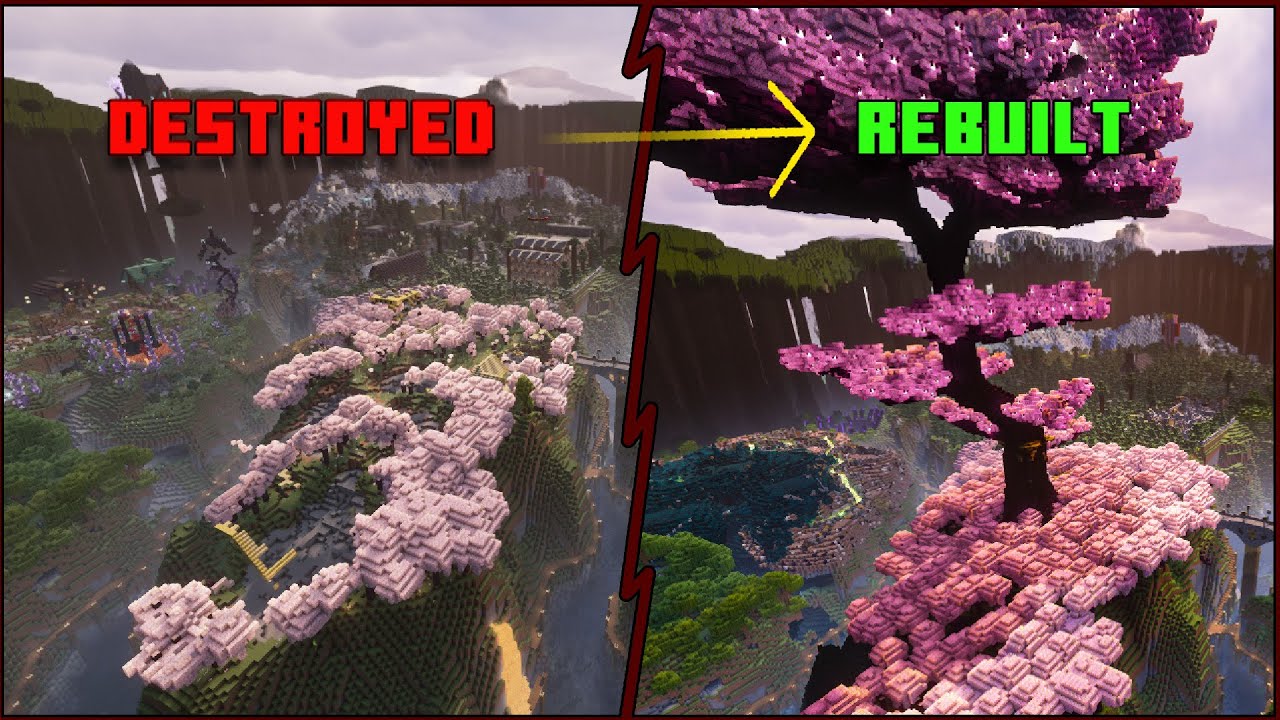 Rebuilding a Destroyed Minecraft World - Returning to nature - YouTube