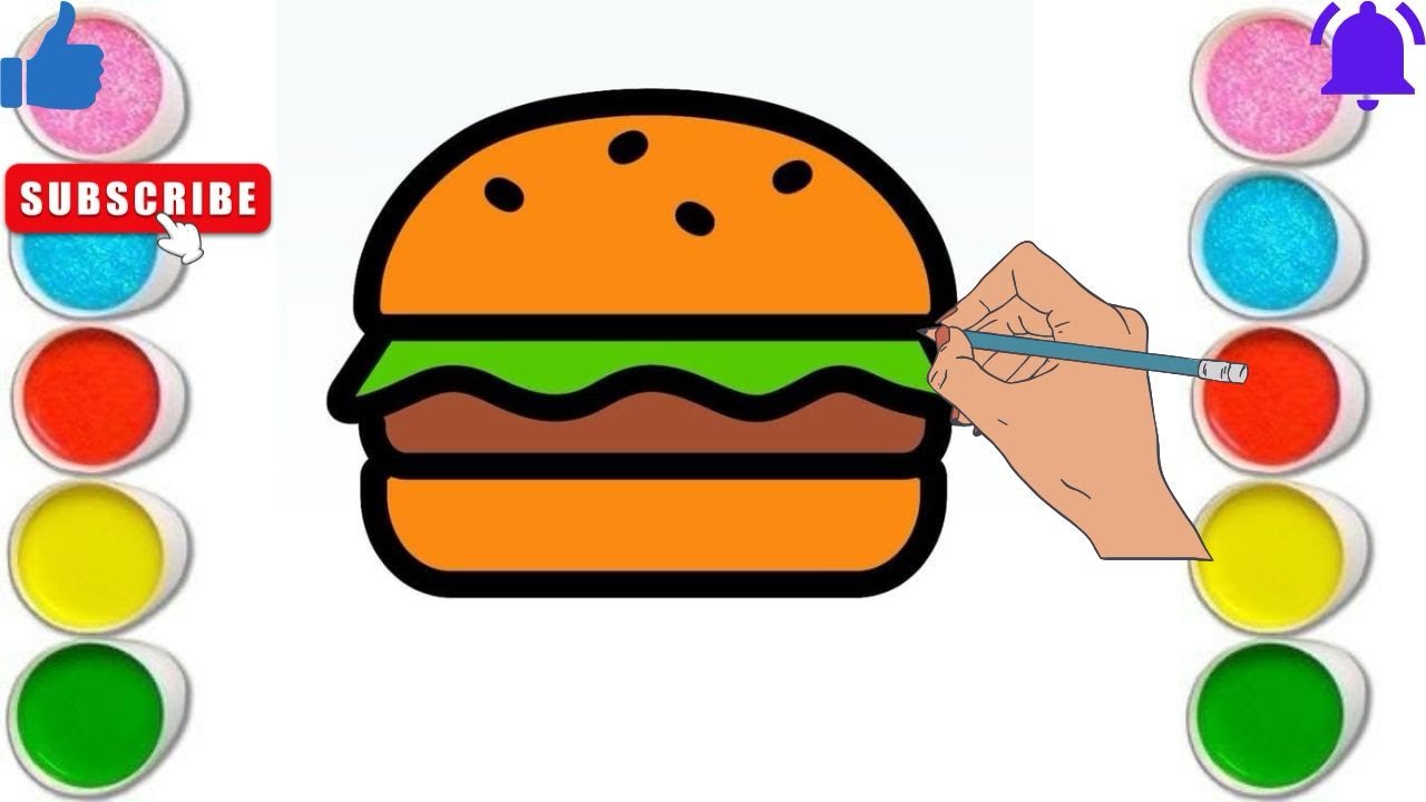 How to draw simple and easy burgers :step by steps drawing painting and ...