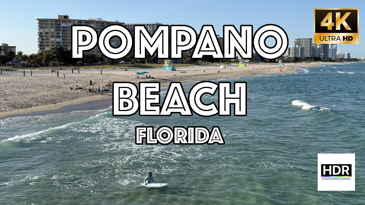 Pompano Beach Spring in Florida Piers and Beachwalk during Sunset 4K60 ...