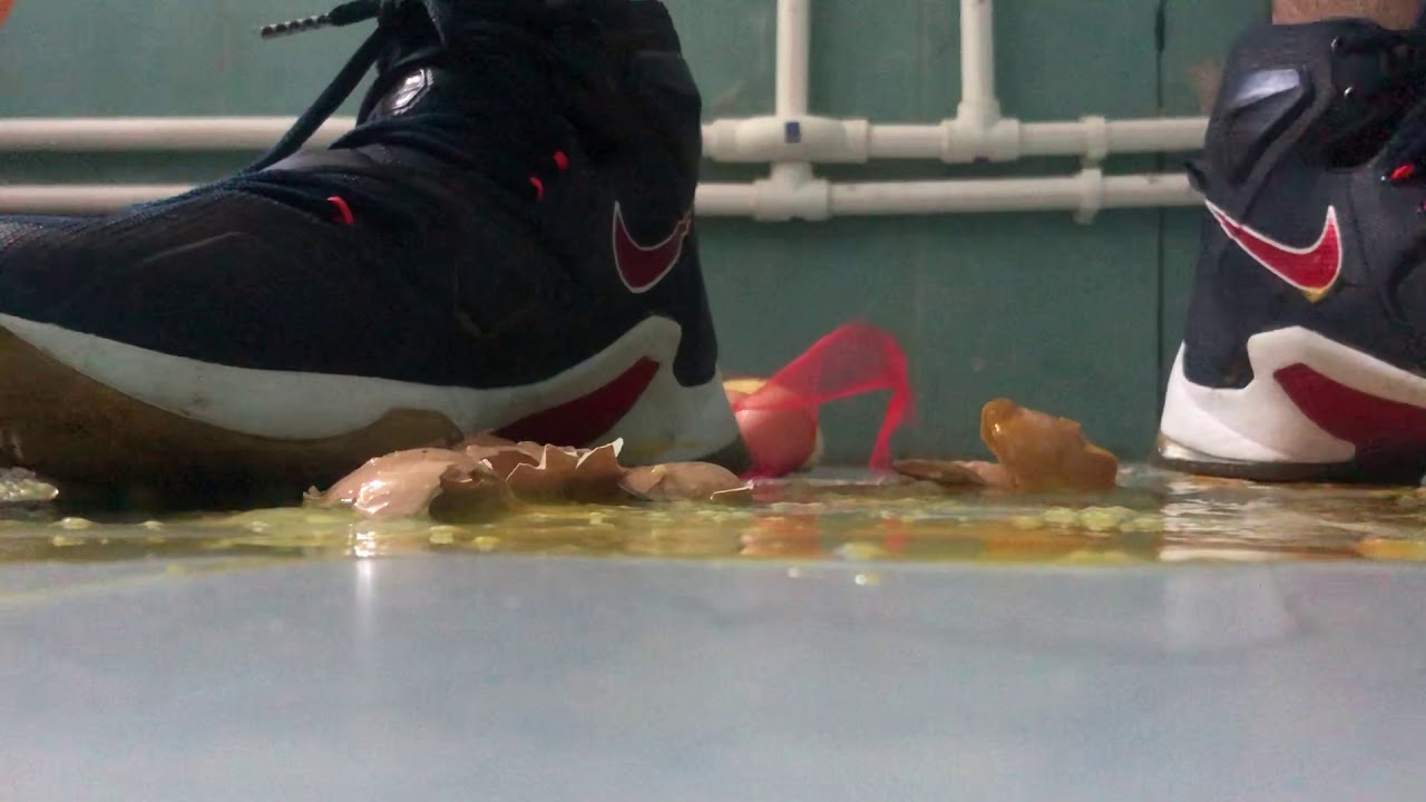 Nike Lebron 13 stomp on eggs and fruit brutally - YouTube