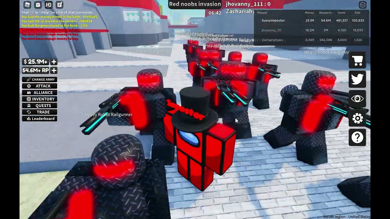 Buying the Heavy Robot Railgunner in Noob Army Tycoon (Roblox) - YouTube