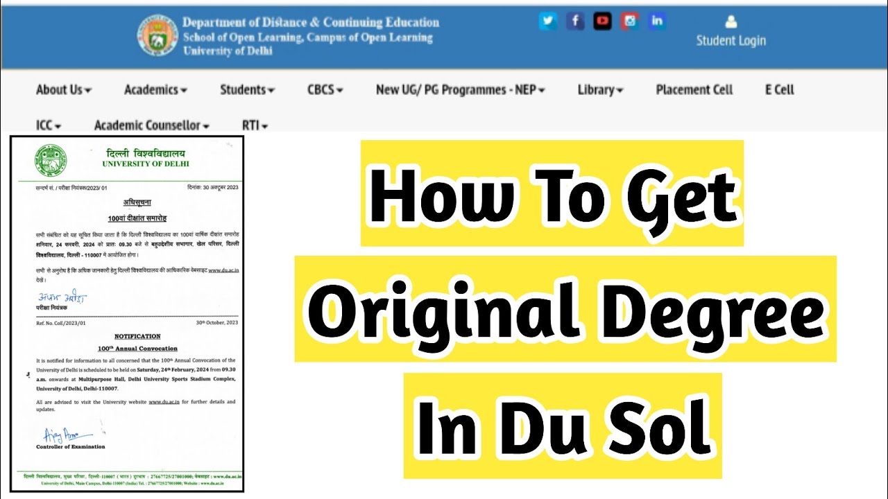 How do I get my original degree from SOL Du | Ran2goal #centenary # ...