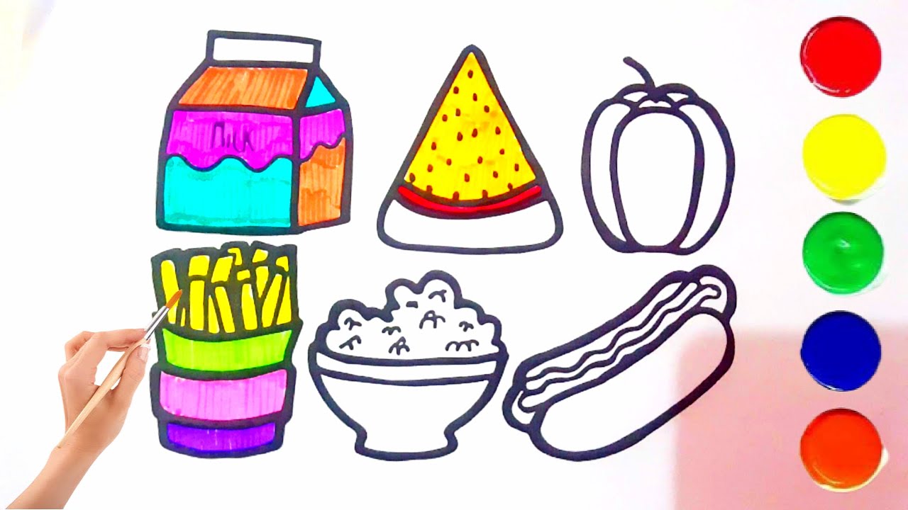 Learn Fast Food , Painting and Colouring For Kids & Toddlers | How To ...