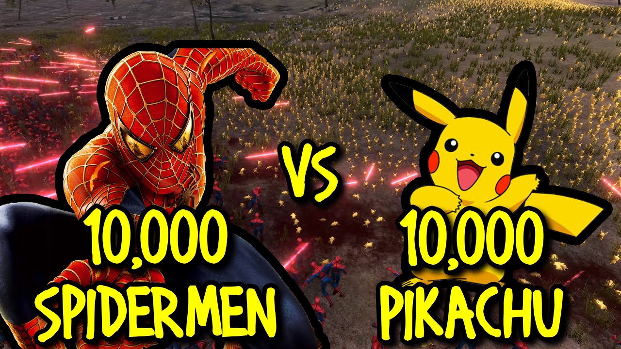 10,000 SPIDERMAN vs 10,000 PIKACHU | Ultimate Epic Battle Simulator ...