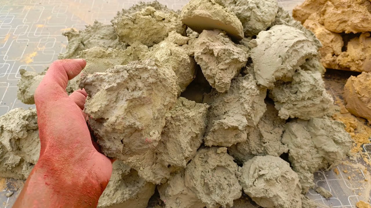 Asmr.Green mud clay dry crumbling on floor+clay pot - YouTube