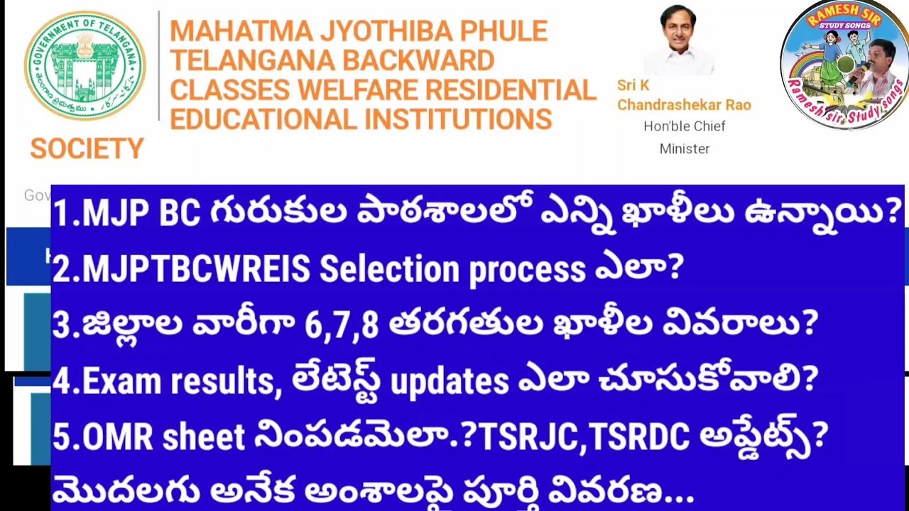 MJP/BC Gurukula schools vacancies/ MJPTBCWREIS/Exam results/Latest ...