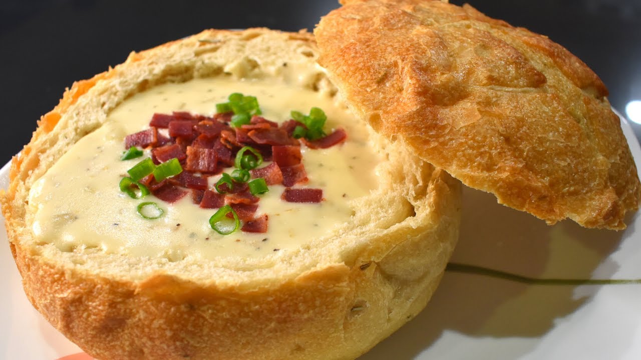 Clam Chowder in a Sourdough Bread Bowl - YouTube
