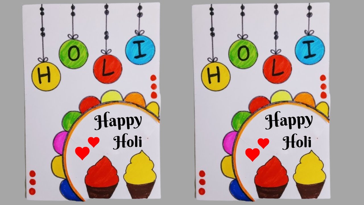 DIY Holi Greeting Card Making 2024 | Happy Holi card-making | Easy Holi ...