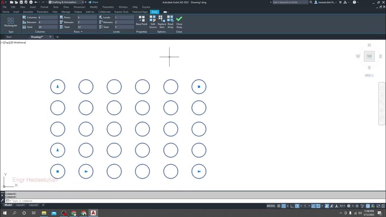 4.19 Autocad 2025 tutorial for beginners (Step by Step) - How to use Rectangular Array Command ...