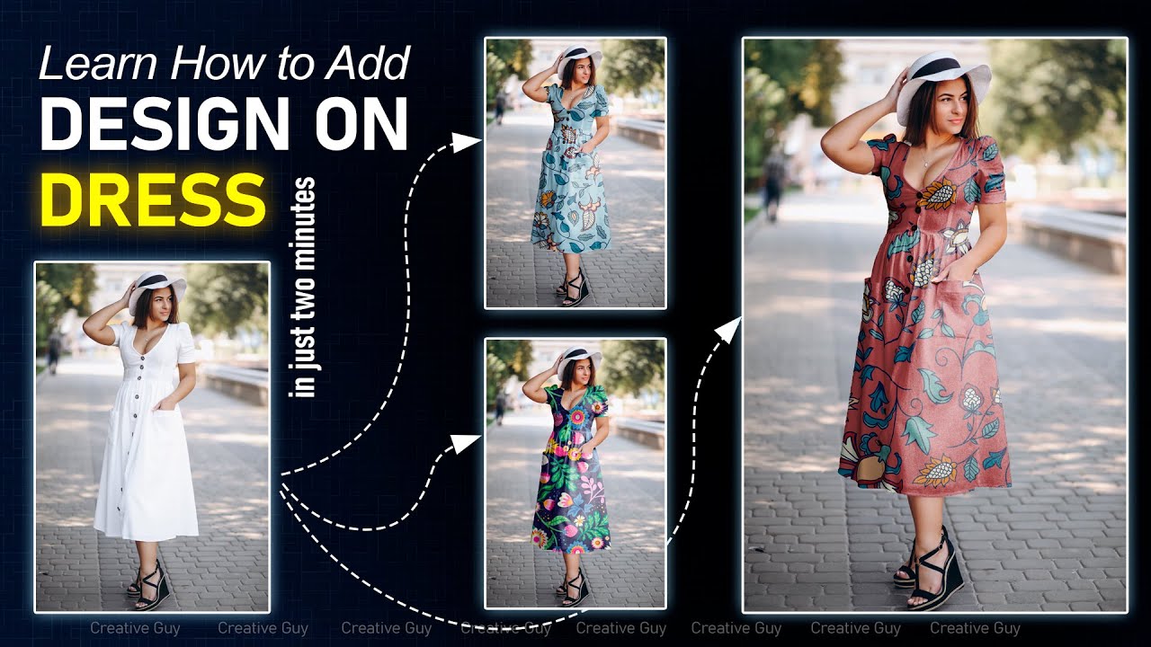How to easily Add Design on dress in Photoshop || Photoshop Tutorial ...