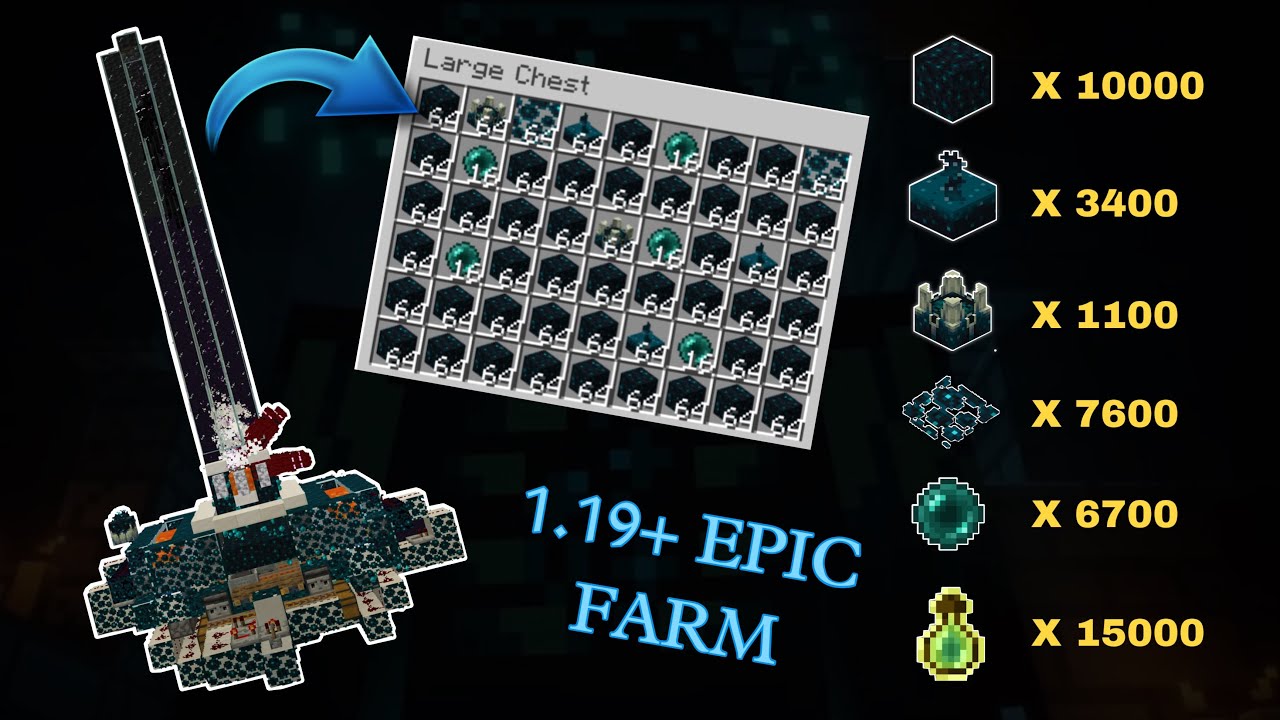 Sculk Farm 1.19 Plus Unlimited XP, Sculk blocks, sensors vein ...
