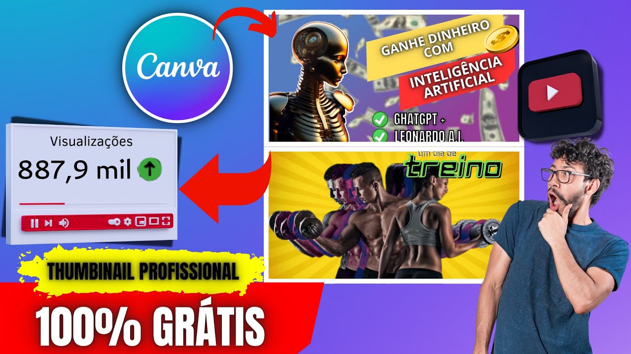 (FÁCIL) COMO FAZER THUMBNAIL PROFISSIONAL COM O CANVA GRATUITO - PASSO ...