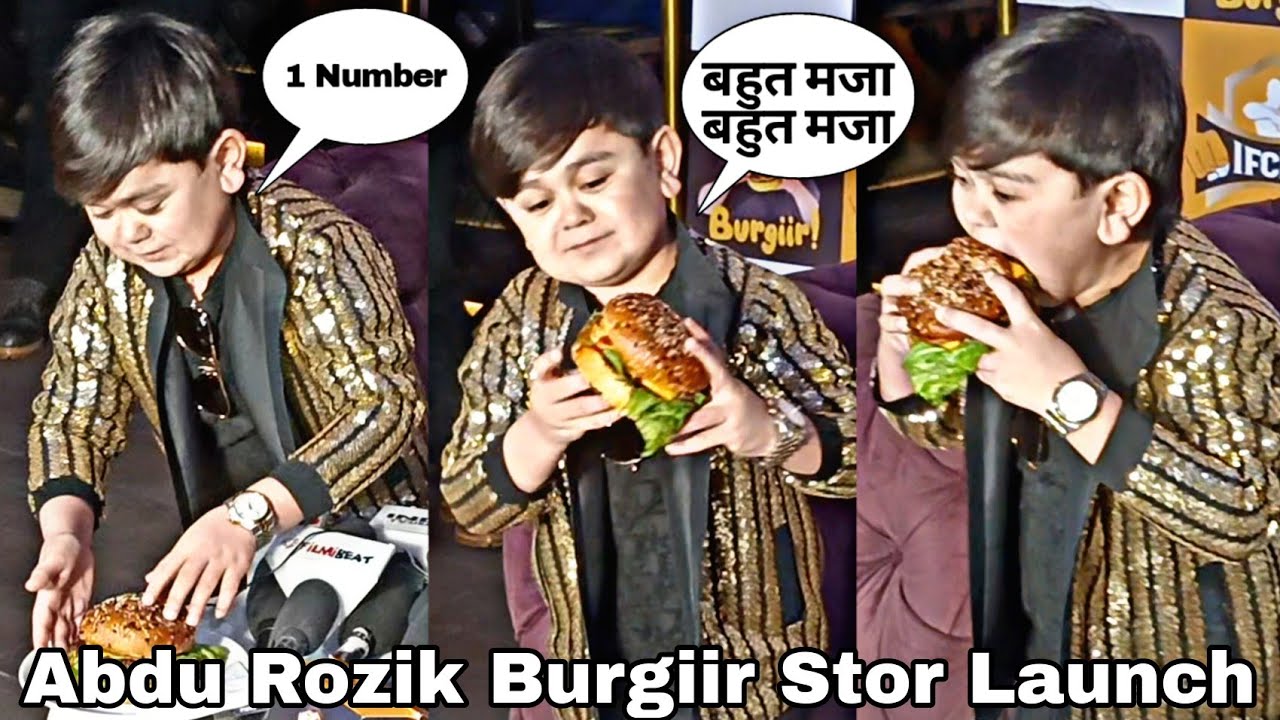 Abdu Rozik मीडिया के सामने Burgiir Burger 🍔 खाते हुए अपने New Brand ...