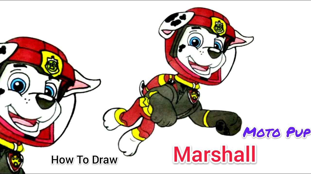 How To Draw A Marshall Moto Pup Easy | Cartooning Cute Drawings - YouTube