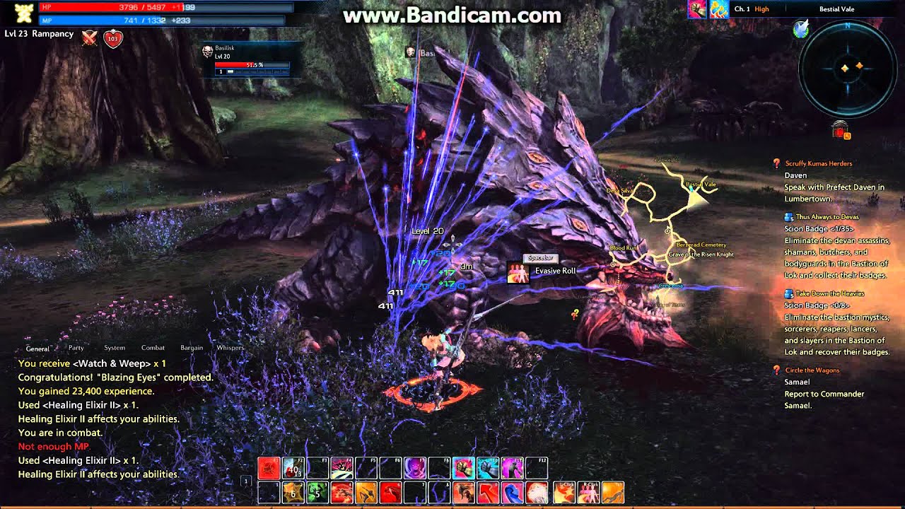 HOT! Tera Female Castanic Warrior [SOLO] vs Basilisk! - YouTube