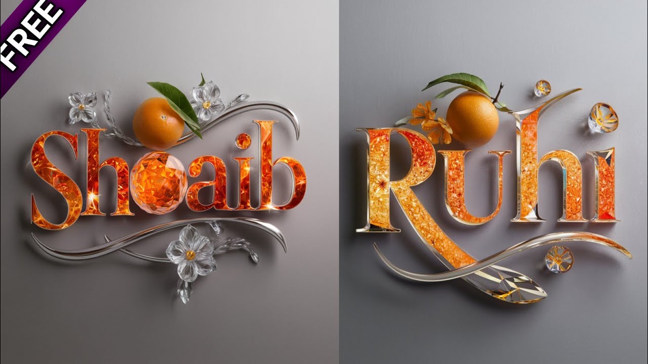 How To Create Orange Colour 3d Name art Dp With Orange Fruit Ai images ...
