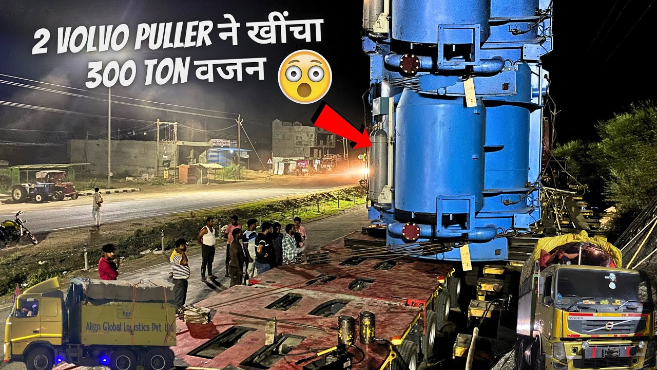 Pulling 300 ton😳with the help of 2 puller truck | volvo puller truck ...