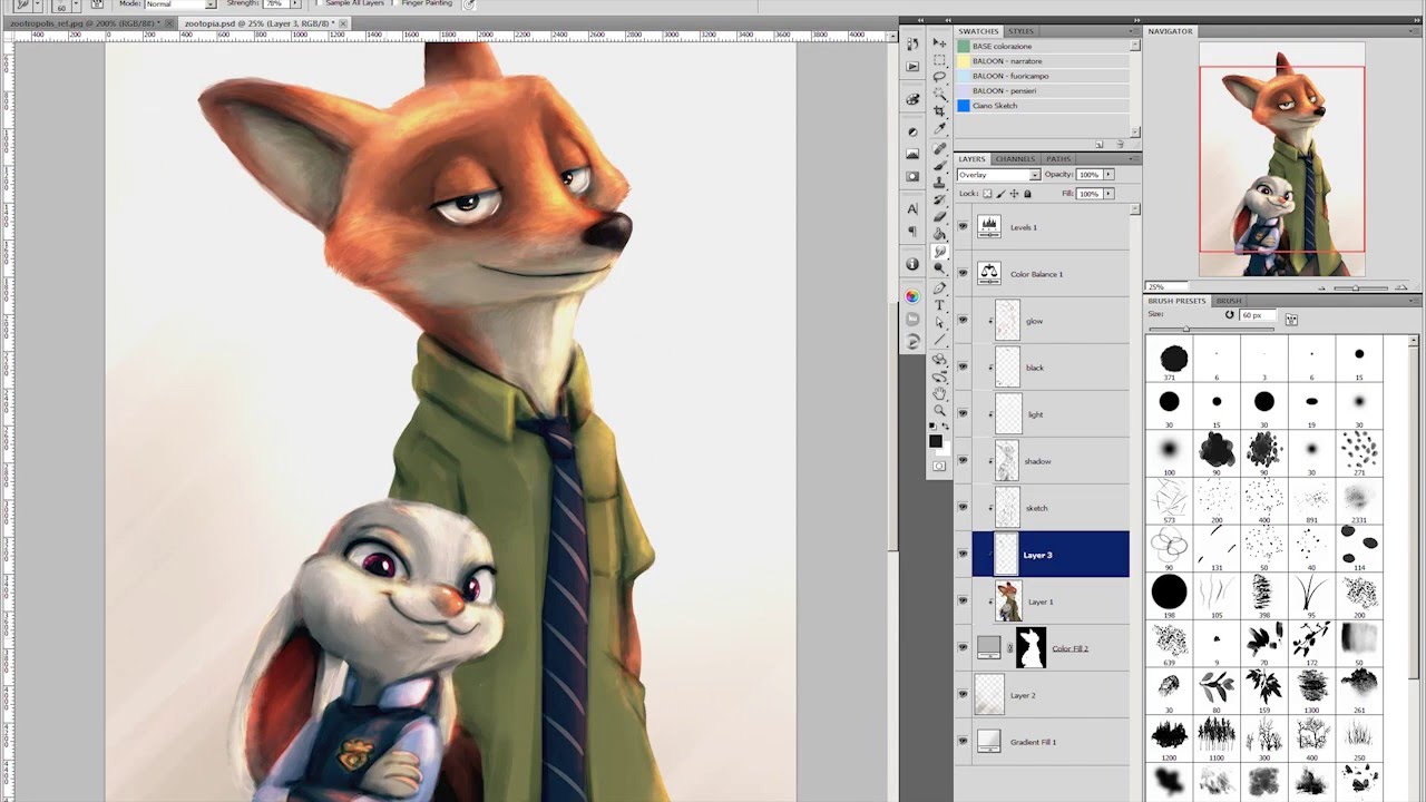 Speed Painting of Nick and Judy from Disney's "Zootopia" - YouTube