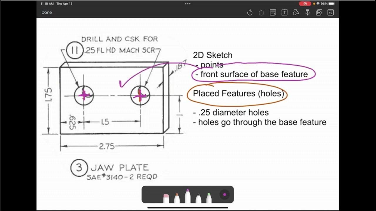 01 Countersink Holes 2D Sketch POINTS Jaw Plate - YouTube